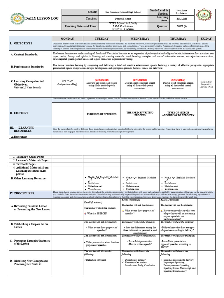DLL Eng8 4thQ Week 7 | PDF DLL Eng8 4thQ Week 7 | PDF