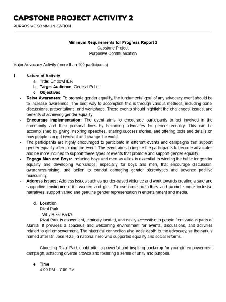 Capstone Project Activity 2 | PDF | Empowerment | Gender Equality