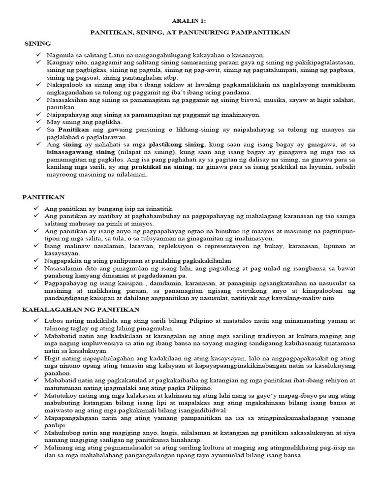 Panitikan, Sining, at Panunuring Pampanitikan | PDF