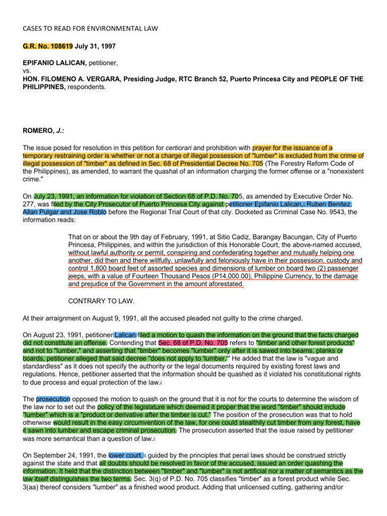 Environmental Law Case Compilation | PDF | Certiorari | Appeal