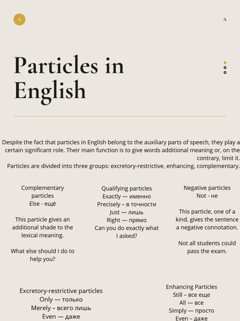 Particles | PDF | Cognitive Science | Linguistic Morphology