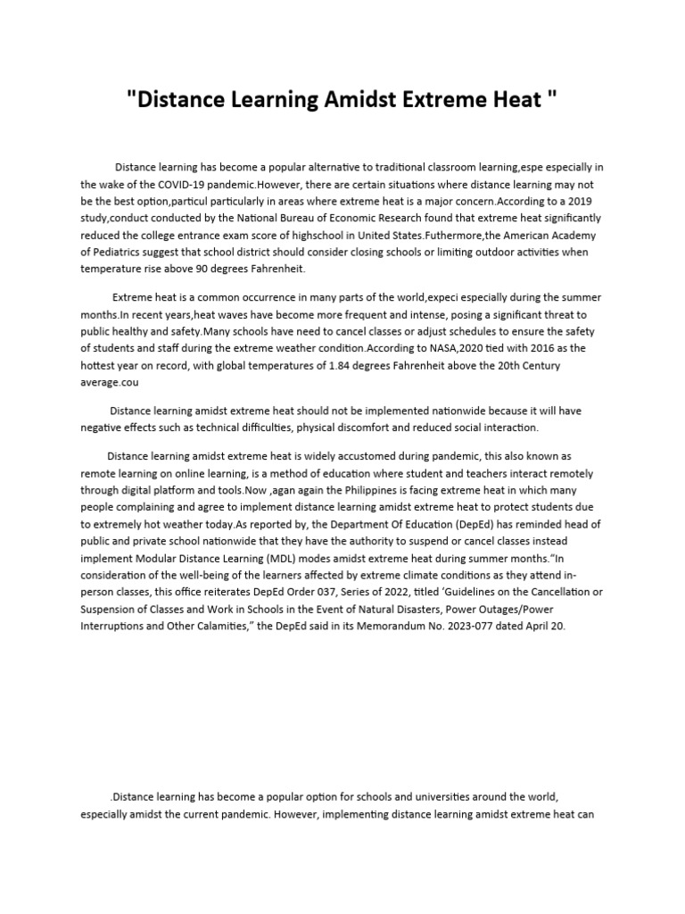Distance Learni-WPS Office | PDF | Distance Education | Heat Wave