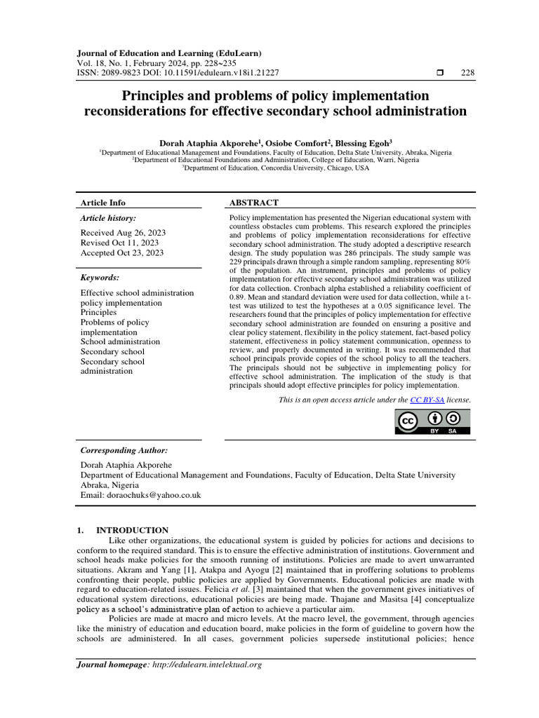 Principles and Problems of Policy Implementation Reconsiderations For ...