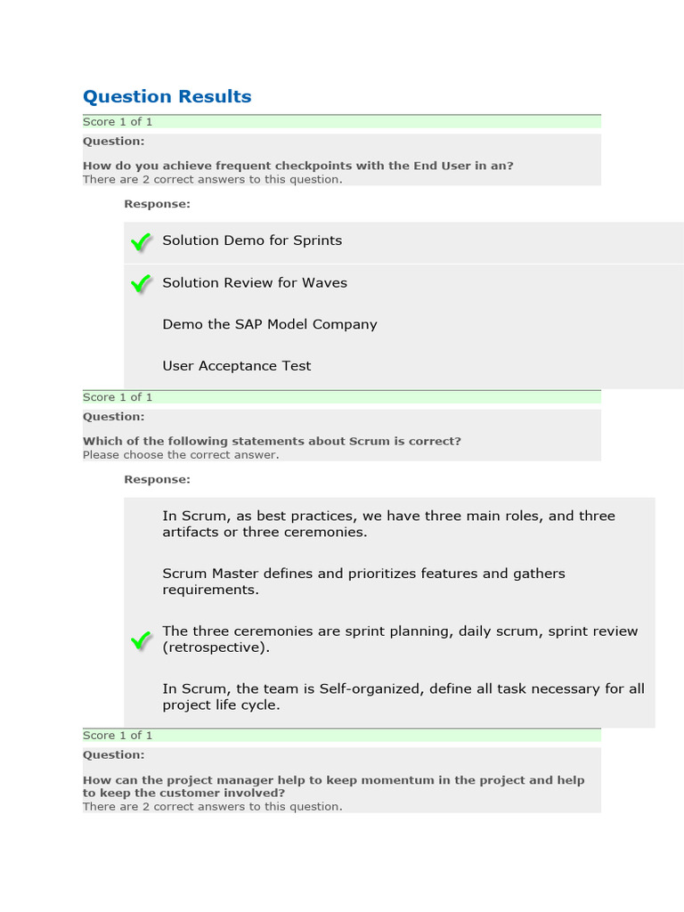Activate Methodology SAP Questions | PDF | Scrum (Software Development) | Agile Software Development