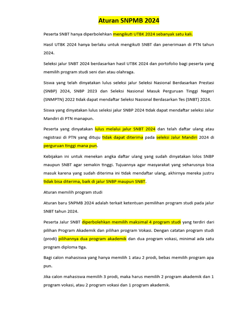Aturan dan Timeline SNPMB 2024 | PDF | Karier & Perkembangan | Bisnis