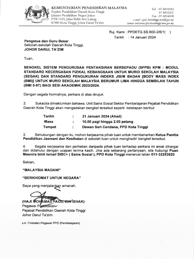 Bengkel SPPB KPM Segak Dan Bmi Utk Murid Sekolah Malaysia | PDF