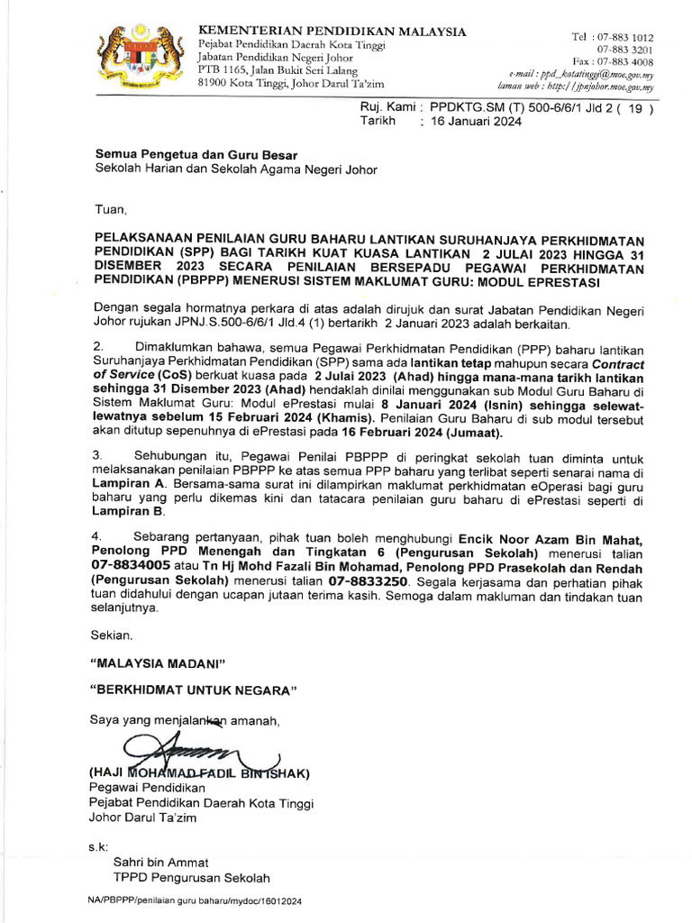 SURAT_PELAKSANAAN_PENILAIAN_GURU_BAHARU_LANTIKAN_SPP_2_JULAI_2023 | PDF