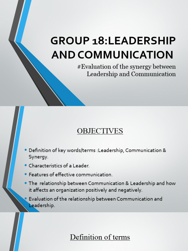 Group 18 PreseNtation. (Evalaution of The Synergy Between Communication ...