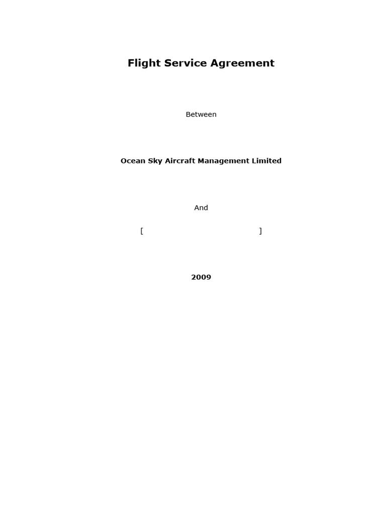 Blank Flight Service Agreement | PDF | Arbitration | Indemnity