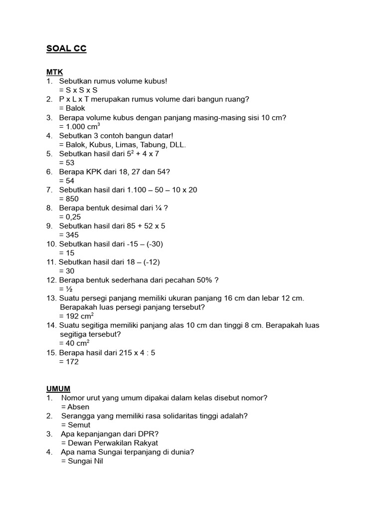 Soal CC | PDF | Perjalanan