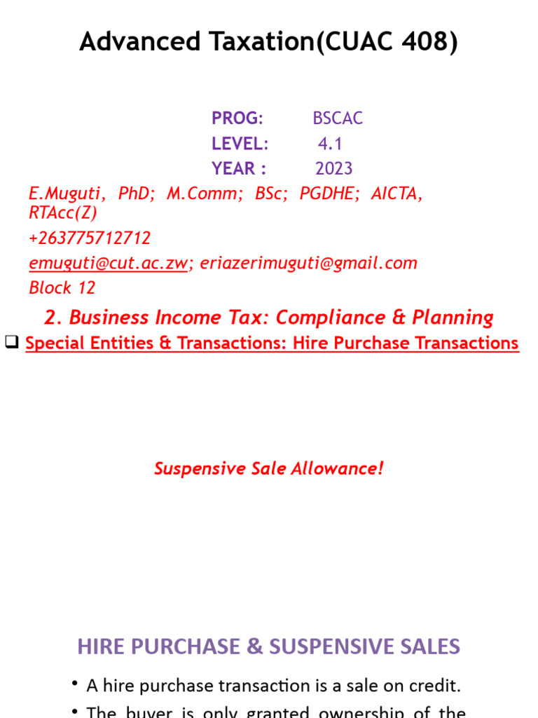 Tax Implications of Suspensive Sales | PDF | Taxes | Expense