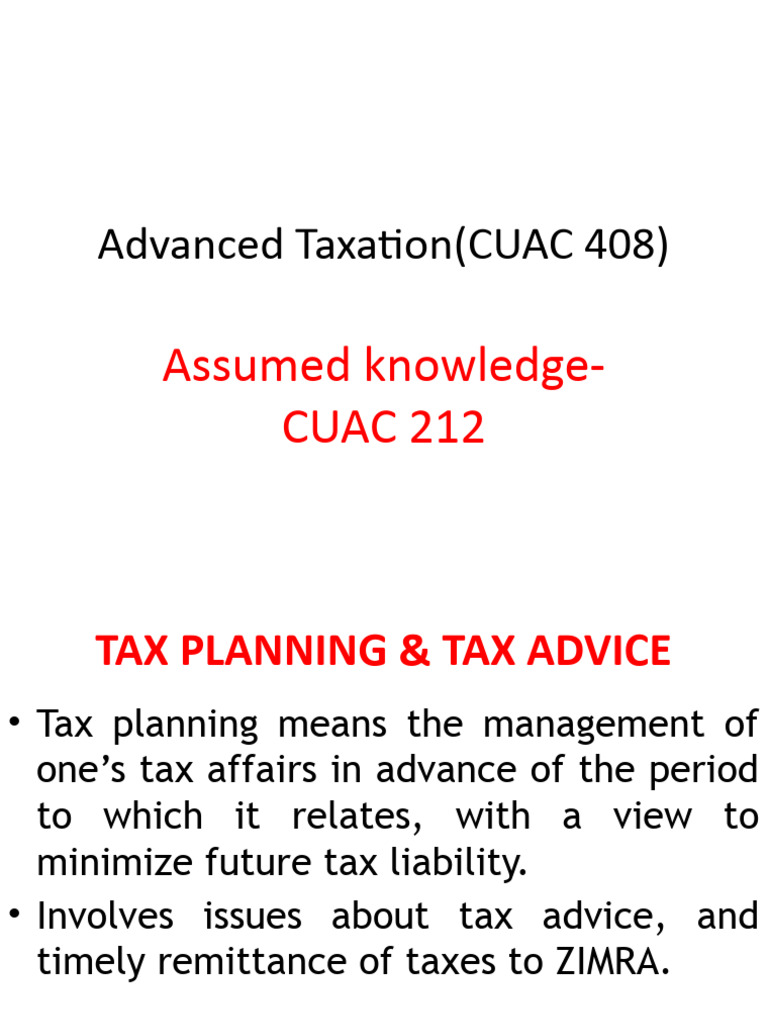 Tax Planning Provision of Tax Advice | PDF | Capital Gains Tax | Taxes