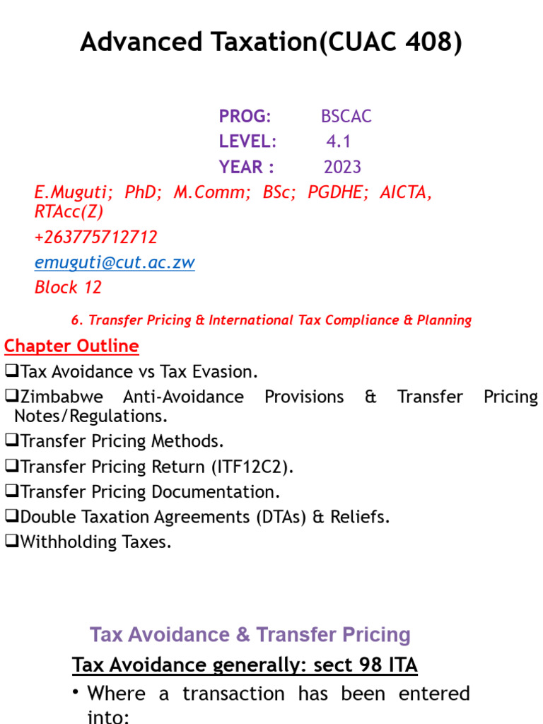 Advanced Taxation: Transfer Pricing & Compliance | PDF | Taxes ...
