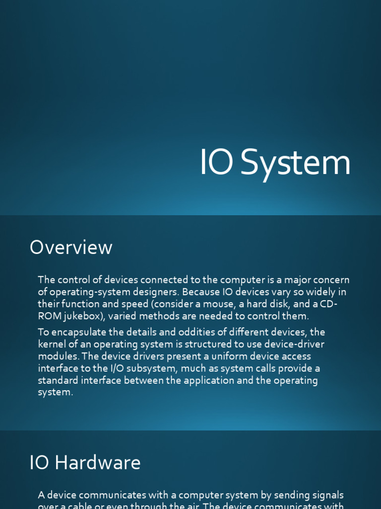 IO System | PDF | Input/Output | Operating System IO System | PDF | Input/Output | Operating System