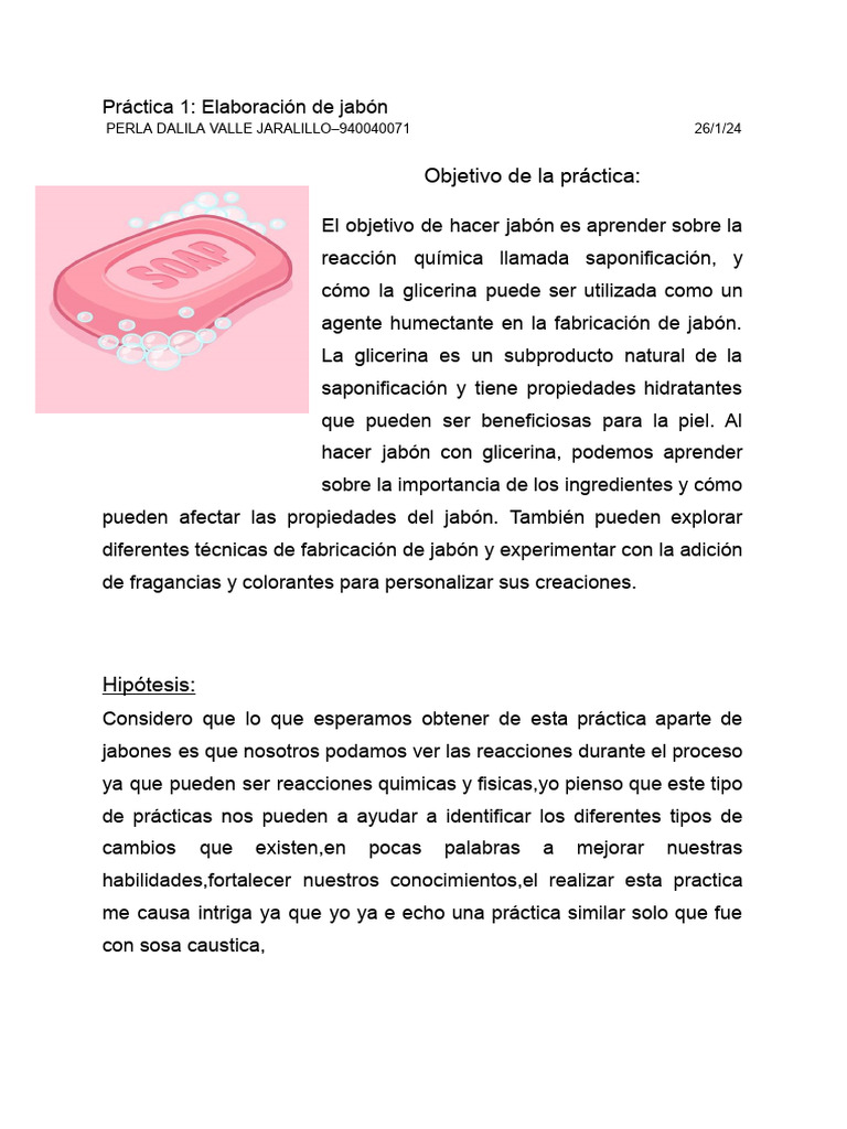 Práctica 1 - Elaboración de Jabón | PDF | Jabón | Glicerol