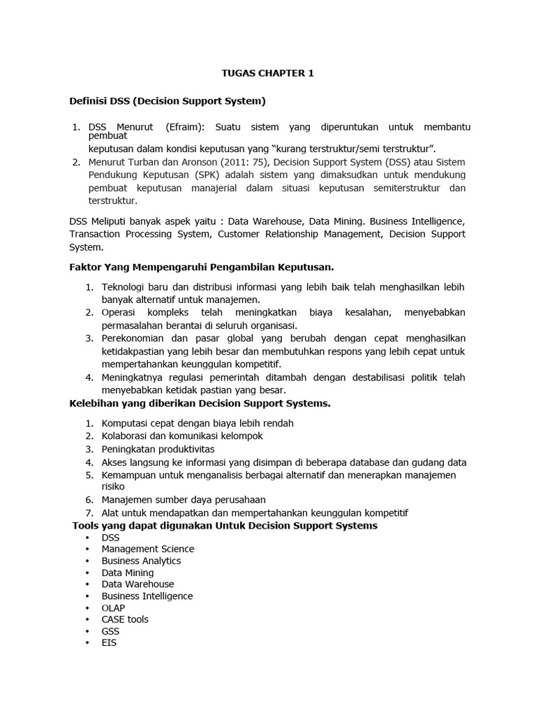Pengantar Decision Support System (DSS) | PDF | Bisnis | Komputer