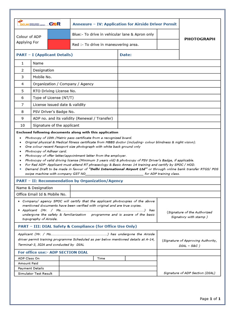 Airside Driver Permit Application Form | PDF | Driver's License