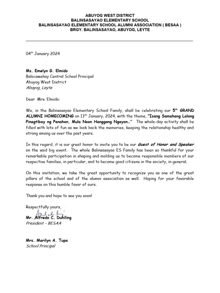 Invitation Letter - Guest Speaker 2024 | PDF