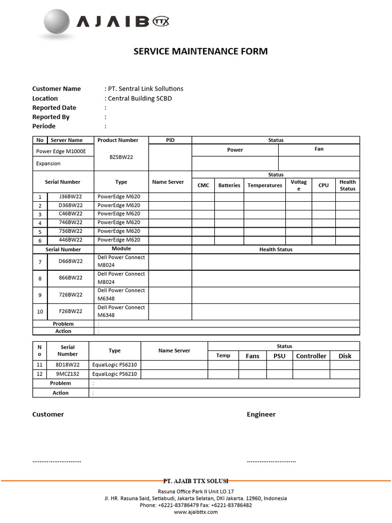 Contoh Form Preventive Maintenace | PDF | Network Service | Distributed Computing Architecture