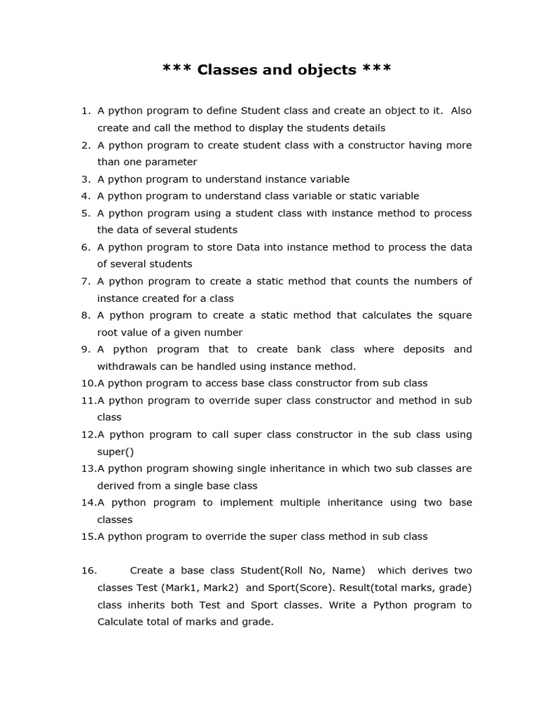 Classes And Objects Pdf Method Computer Programming Class 0363
