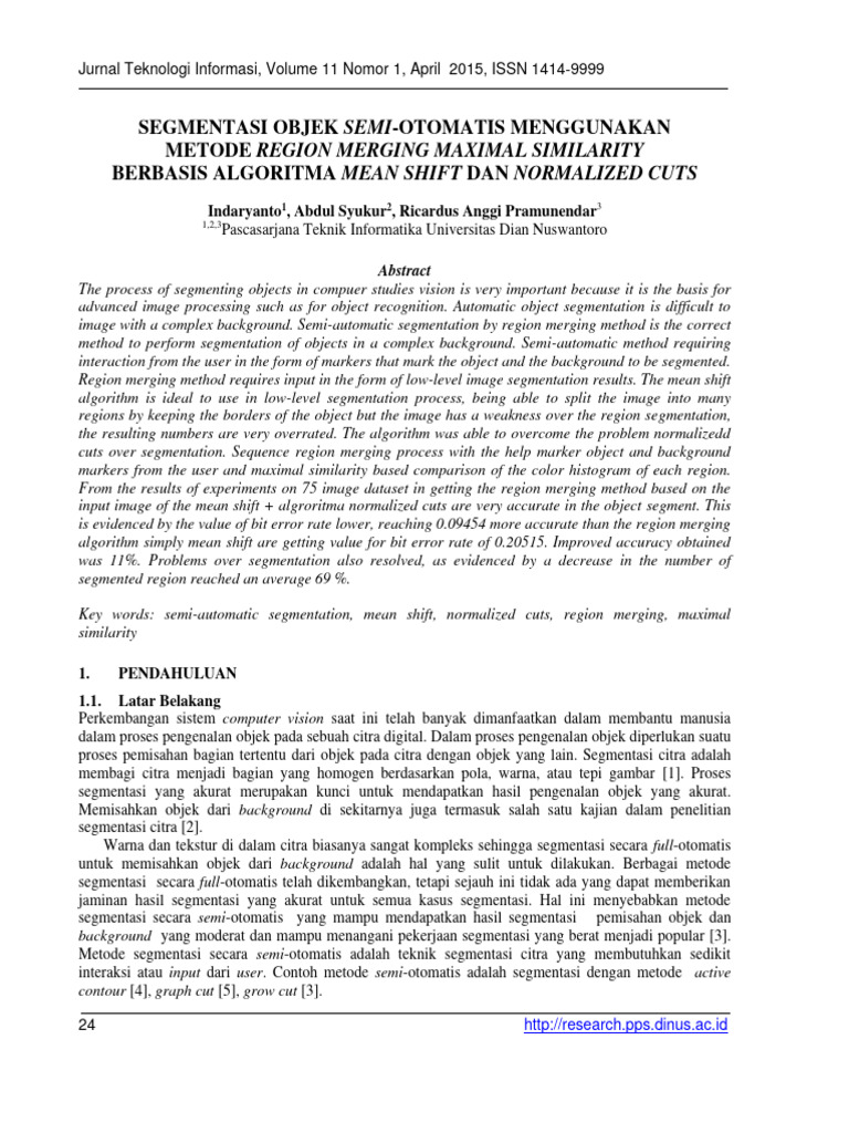 Segmentasi Objek Semi-Otomatis Menggunakan Metode Region Merging Maximal Similarity Berbasis ...