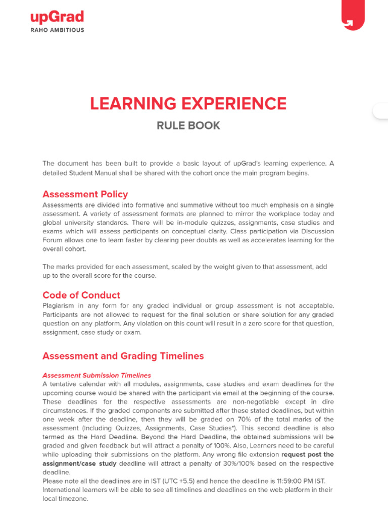 Rule Book - Upgrad | PDF