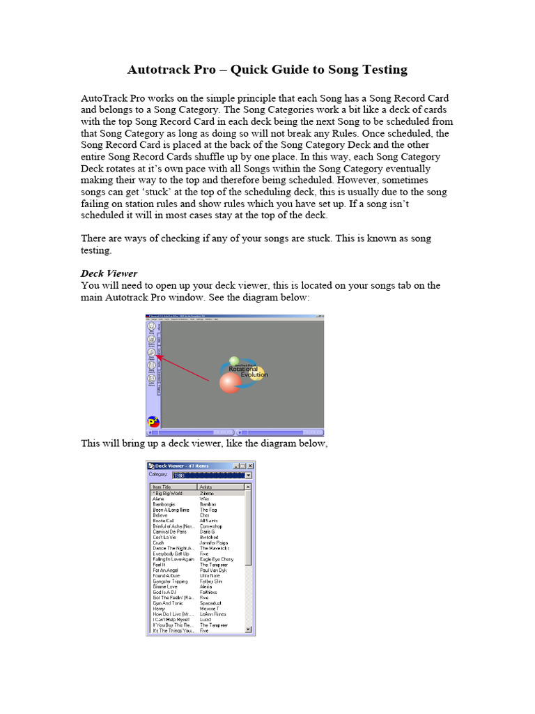 Autotrack Pro: Song Testing Guide | PDF | Playing Cards | Card Games