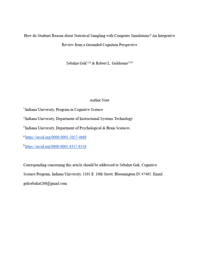REVIEW of How Do Students Reason About Statistical Sampling With ...