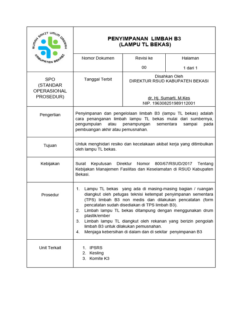 SOP Penyimpanan Lampu TL | PDF