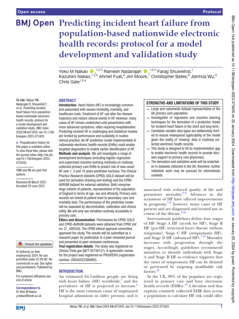Predicting Incident Heart Failure From Population | PDF | Machine ...