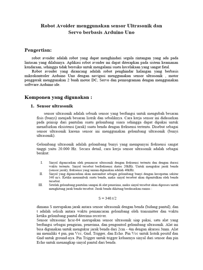 Robot Avoider dengan Sensor Ultrasonik | PDF | Teknologi & Rekayasa