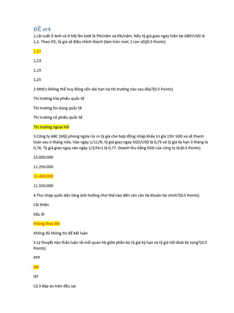 ĐỀ st4, ct4 và ct6 | PDF