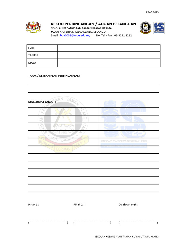 Rekod Perbincangan Aduan Pelanggan | PDF