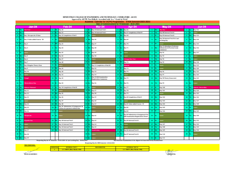 Academic Calendar for Even Semester 2024 | PDF | Academic Term | Academia