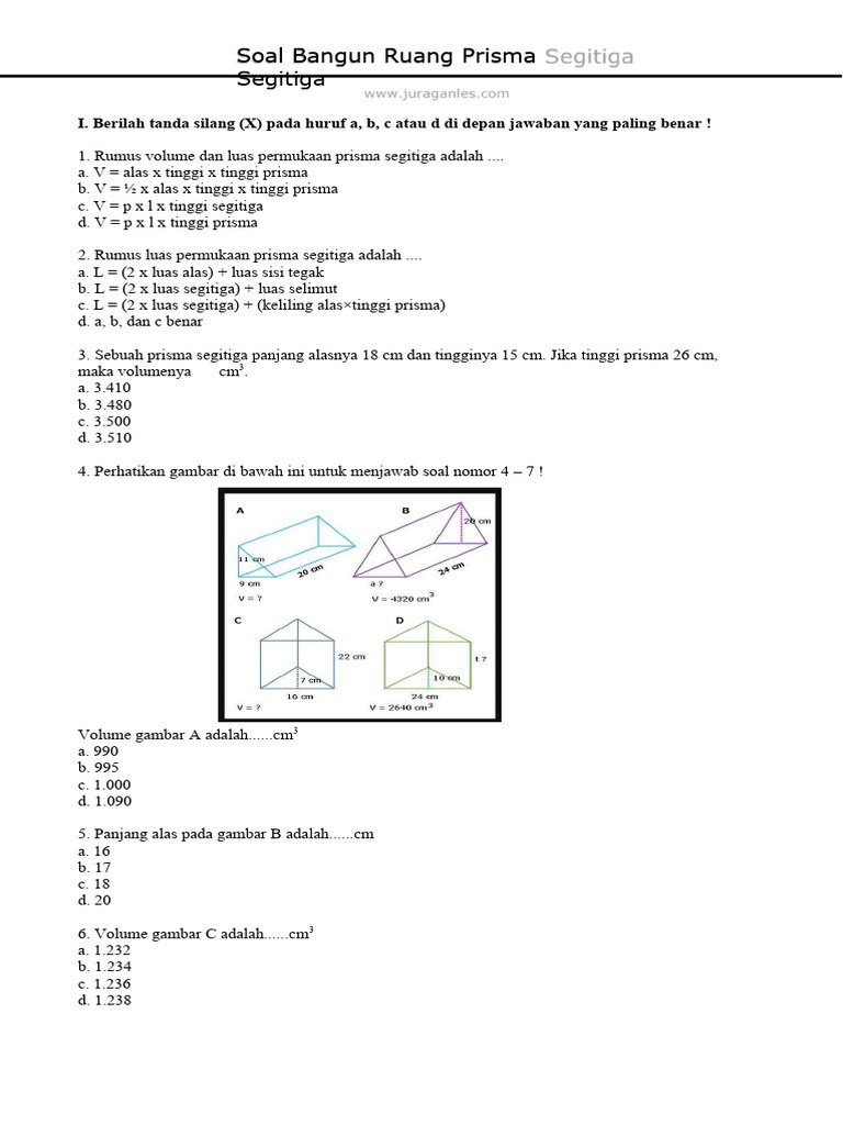 Soal Bangun Ruang Prisma Segitiga | PDF