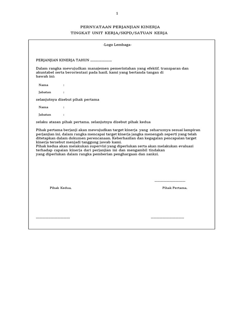 Format Perjanjian Kinerja | PDF