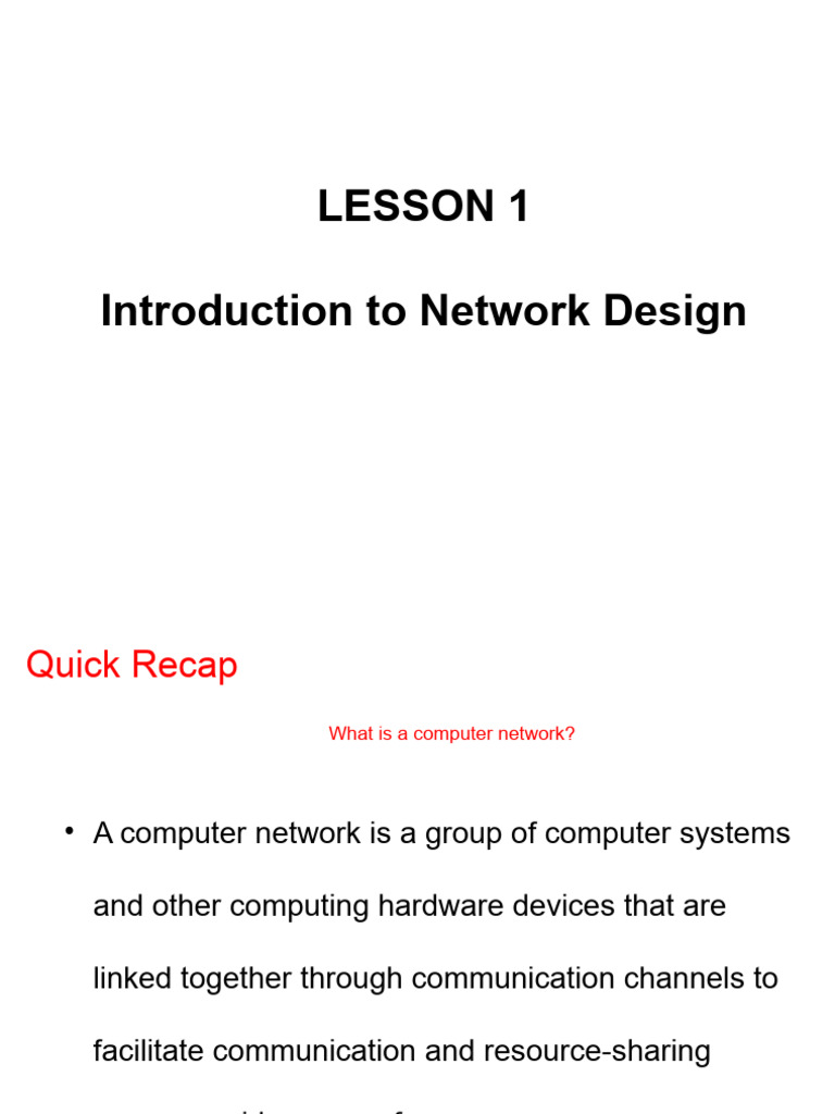 Lesson 1 - Introduction To Network Design | PDF | Computer Network ...