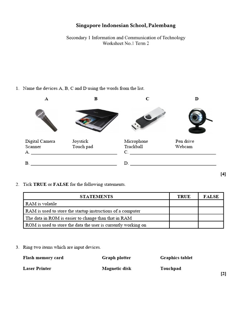ICT - Sec1 - Term1 - Worksheet1 | PDF | Games & Activities | Computers