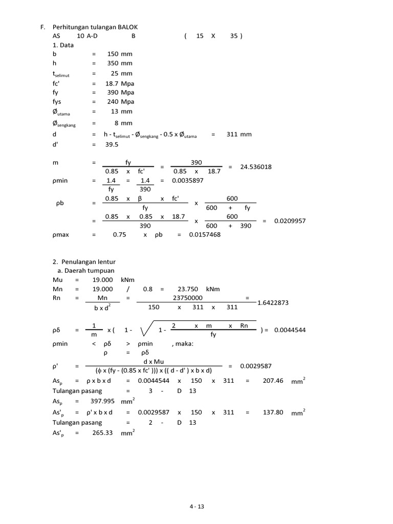 Bab Iv - Balok 2 B2 15X35 | PDF