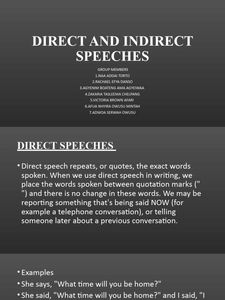 Direct and Indirect Speeches English | PDF | Linguistics | Grammar