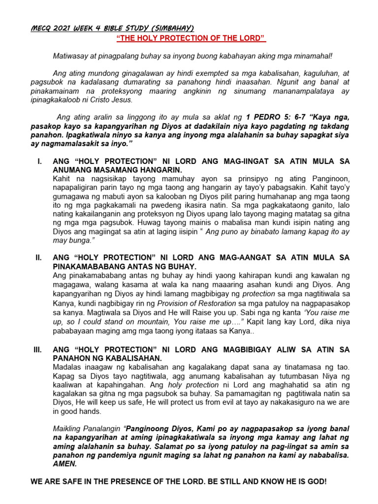 Protection From the Lord W4 | PDF