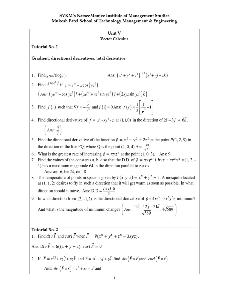 Unit 5 Tutorial Problems Pdf