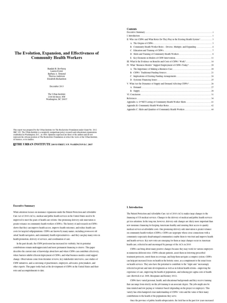 The Evolution, Expansion, and Effectiveness of Community Health Workers ... The Evolution, Expansion, and Effectiveness of Community Health Workers ...