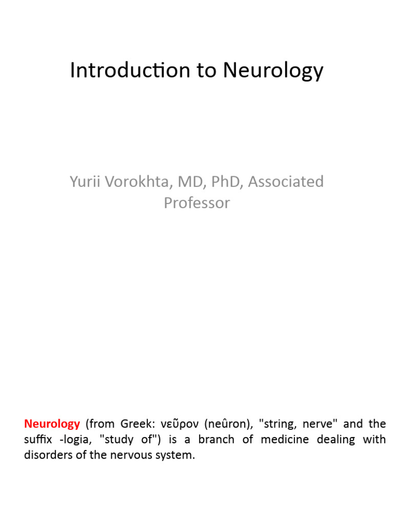 Introduction To Neurology | PDF