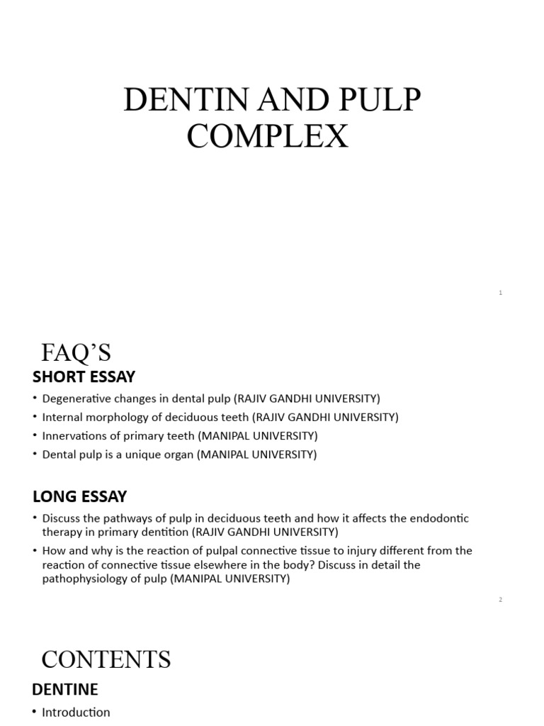 Dentin and Pulp Complex | PDF | Dentin | Tooth Enamel
