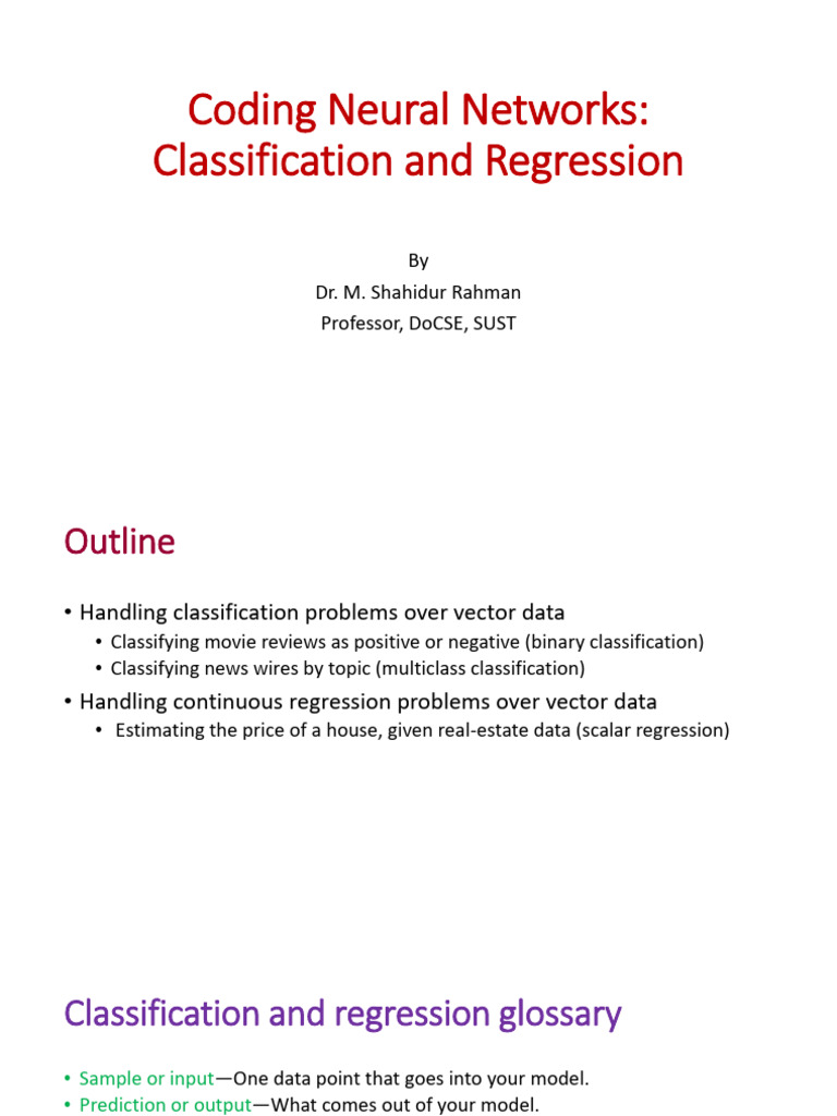Coding Neural Networks-Classification & Regression | PDF | Statistical ...