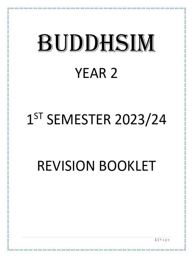 Grade 2 Buddhism Revision Booklet | PDF
