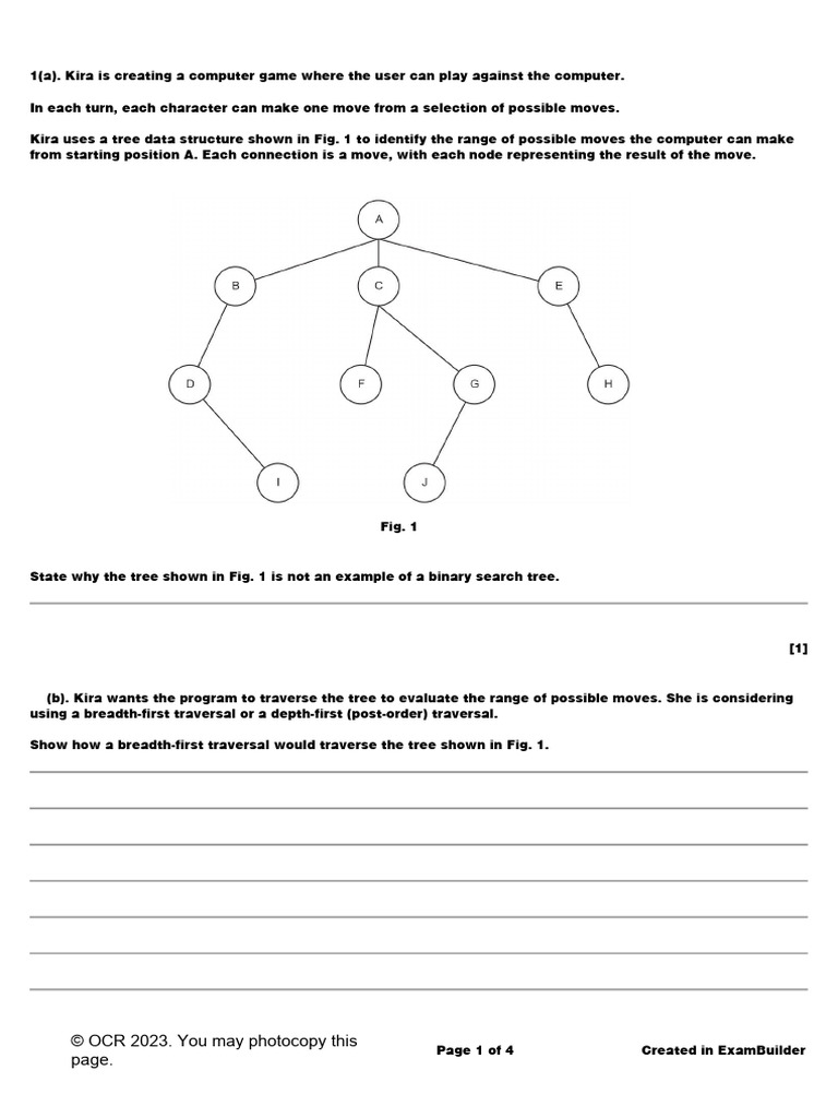 Depth - First - Traversal Exam Questions 2 | PDF | Graph Theory ...