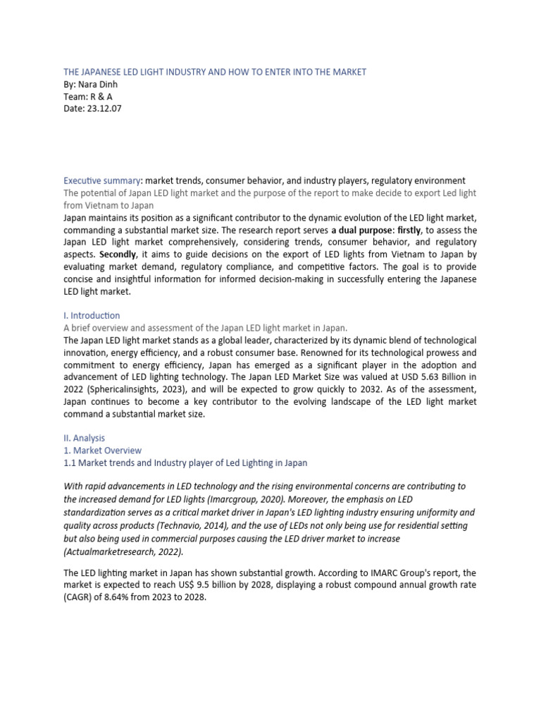 The Japanese Led Light Industry | PDF | Exports | Market (Economics)