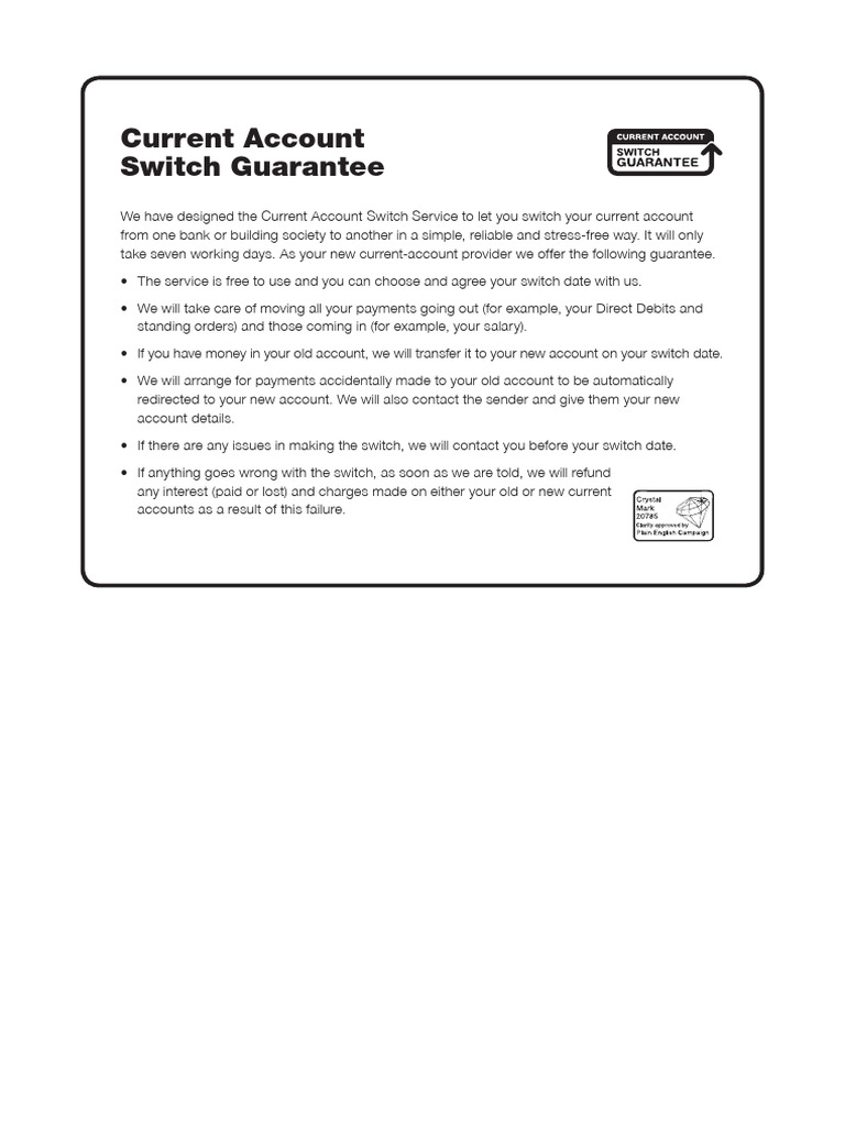 Current Account Switch Guarantee Explained | PDF | Business | Finance ...